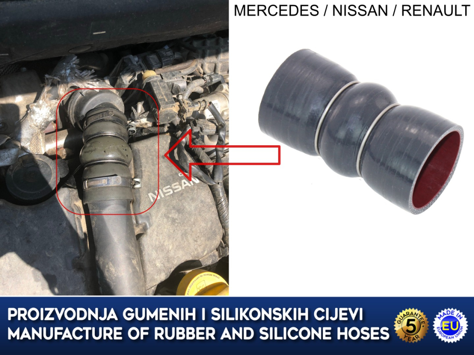 MITSUBISHI L 200 2.5TD, crijevo od intercoolera do usisne ...